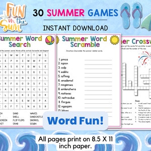 Summer Activities for Kids, 30 Printable Summer Party Games, Family ...