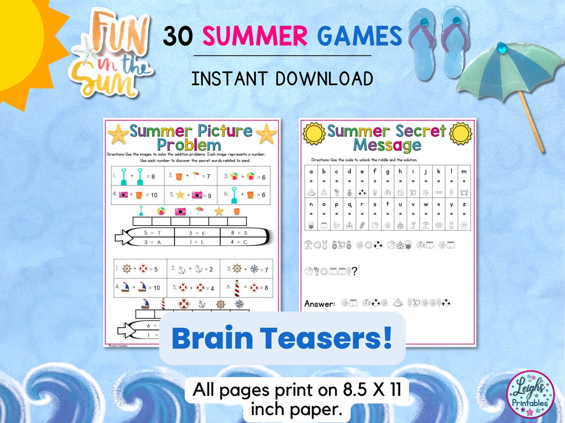 Summer Activities for Kids, 30 Printable Summer Party Games, Family ...