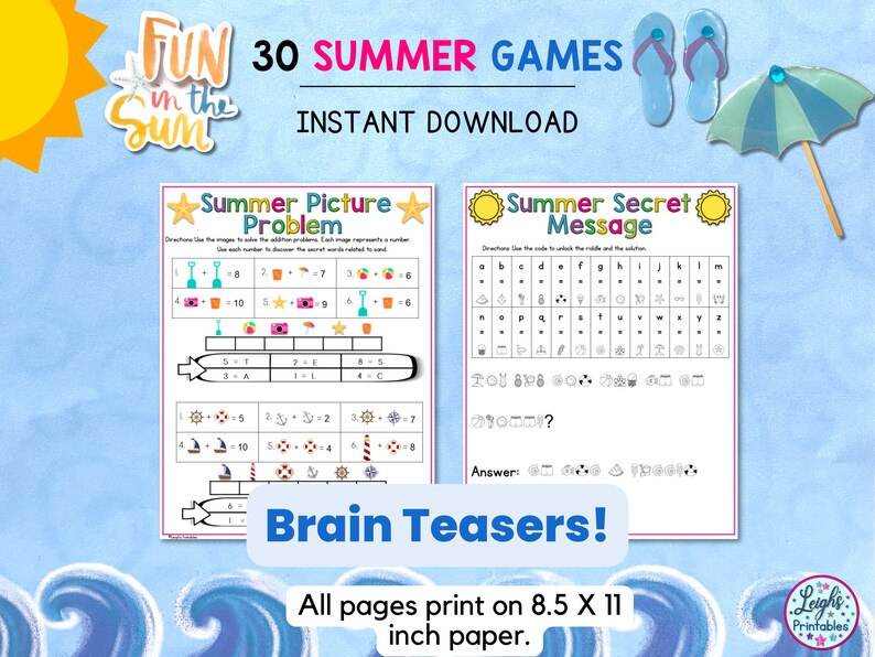 Summer Activities for Kids, 30 Printable Summer Party Games, Family ...