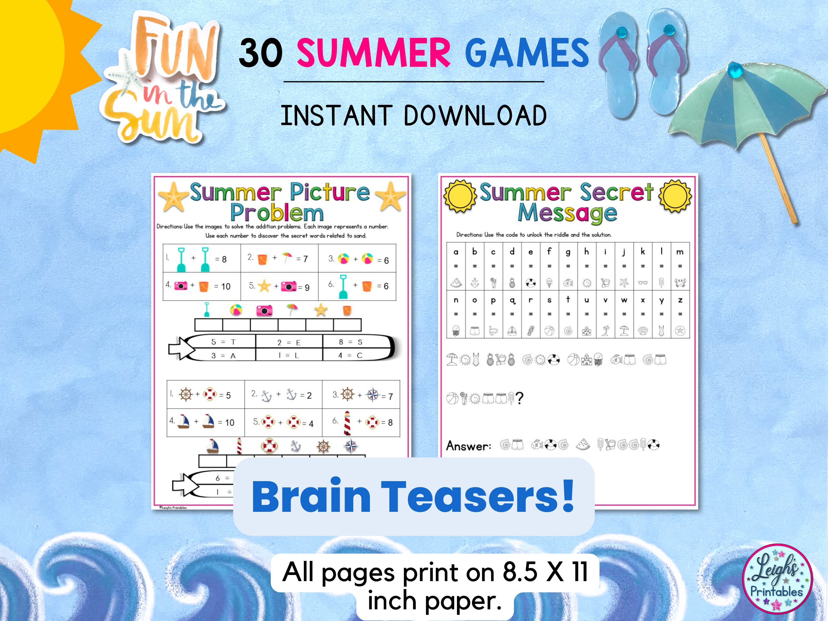 Summer Activities for Kids, 30 Printable Summer Party Games, Family ...