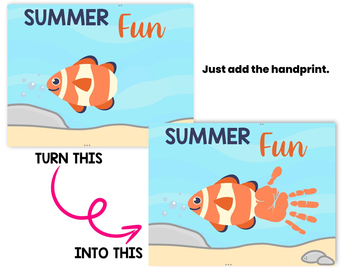 Handprint Art Craft for Summer, Fish Handprint Craft, Printable ...