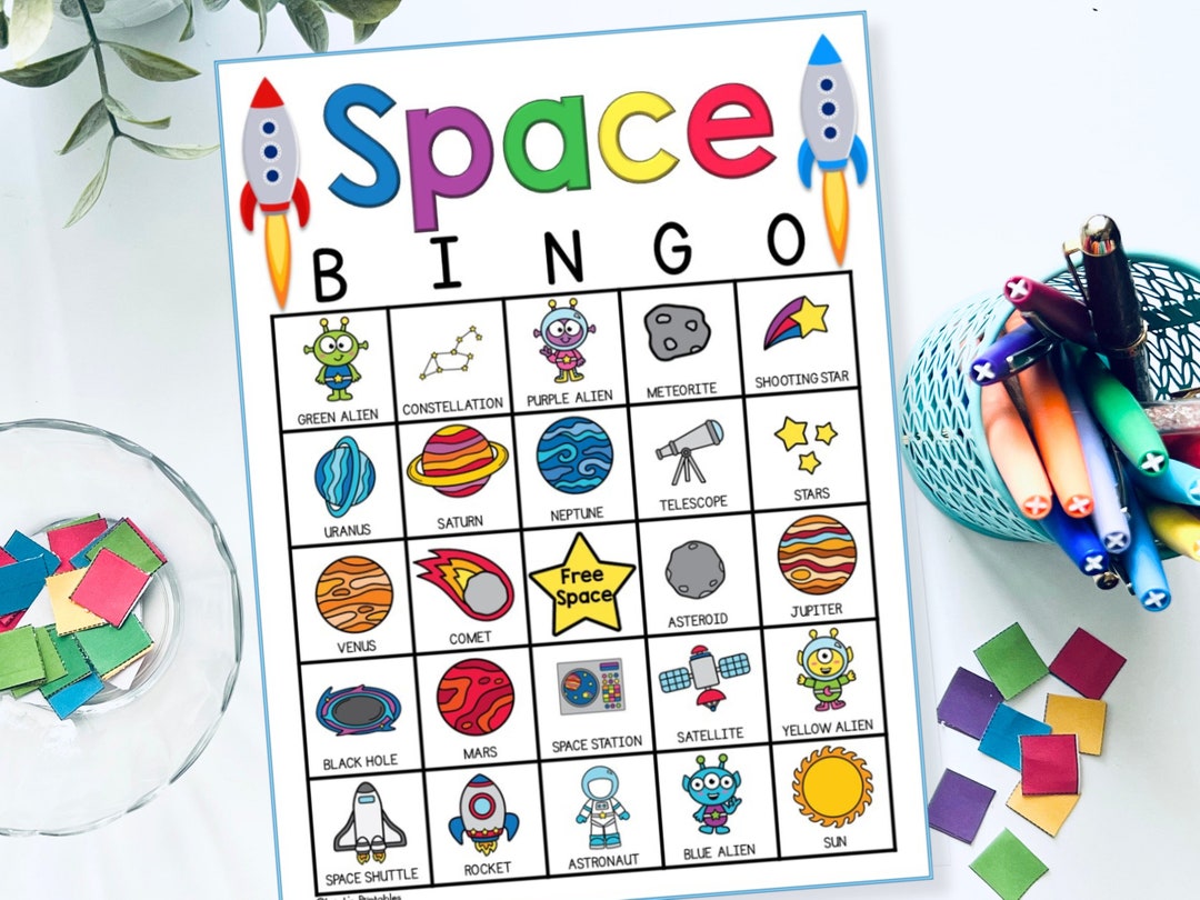 30 Space Printable Bingo Cards, Bingo for Kids, Space Bingo, Party Game ...