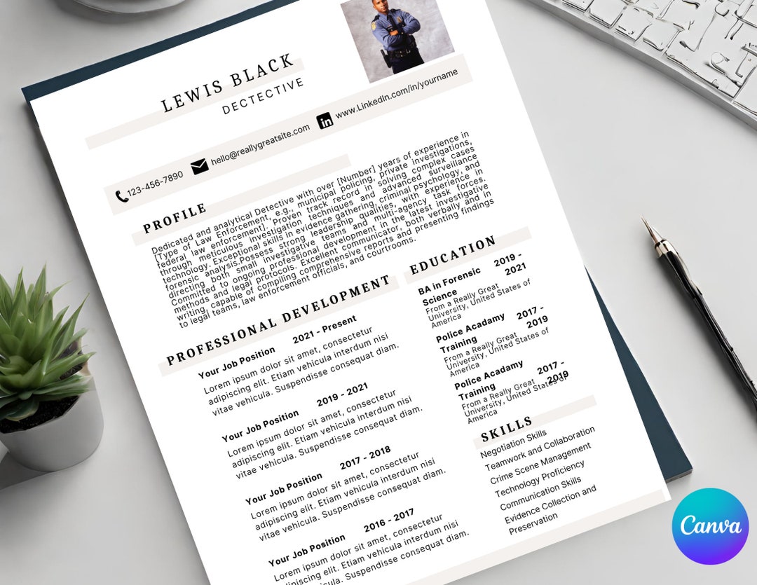 Detective Resume Template, Sheriffs Resume, Law Enforcement Resume ...