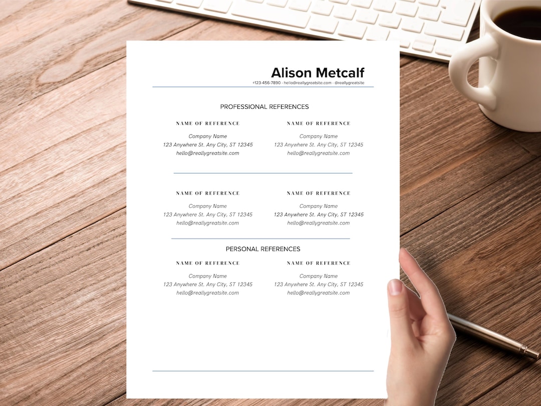Professional Reference List Template | Construction Project Manager ...