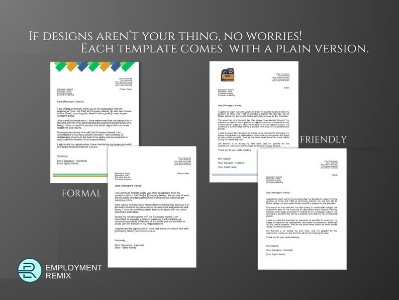 Great Resignation Letter Template | Two Week Notice Template | Word ...