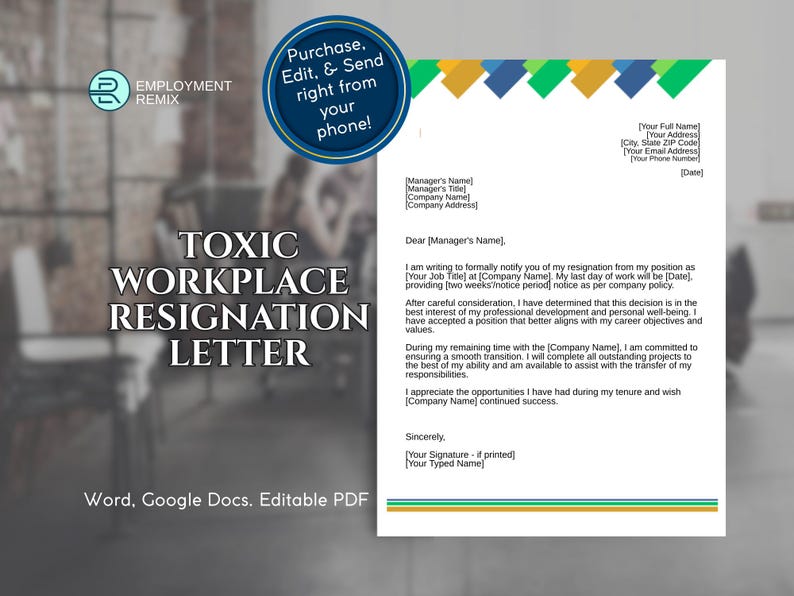 Great Resignation Letter Template | Two Week Notice Template | Word ...