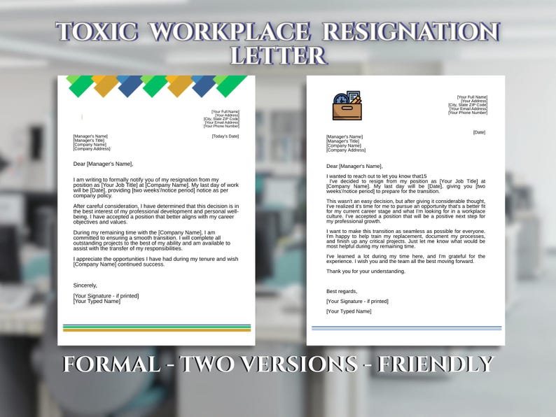 Great Resignation Letter Template | Two Week Notice Template | Word ...