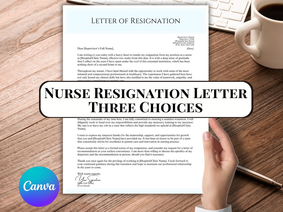 Nurse Resignation Letter Template, Professional, Customizable (canva ...