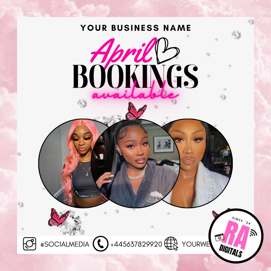 April Booking DIY Flyer Templates (2) for Instagram Businesses ...