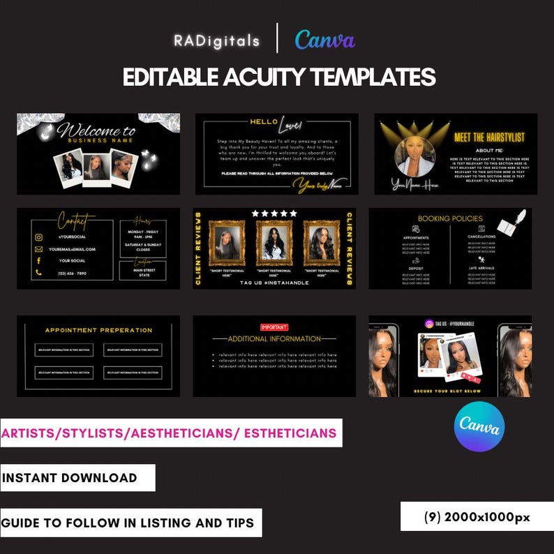 Black and Gold Acuity Website Template for Appointment Scheduling ...