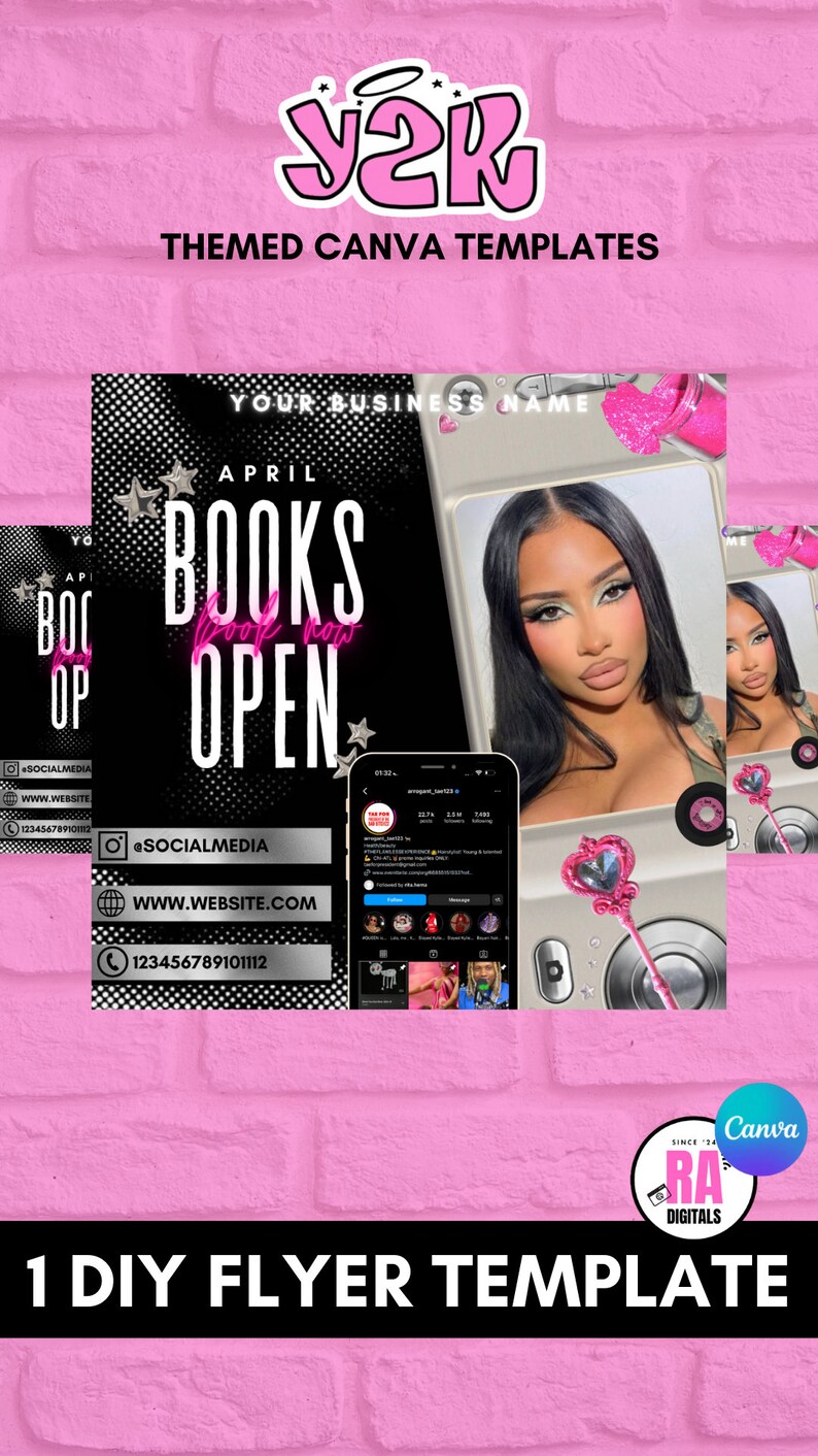 Y2K THEMED Book Now Canva Template for Instagram Businesses - Hair ...