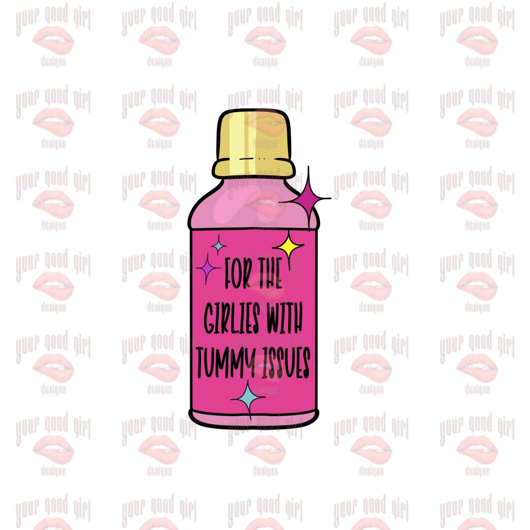 Tummy Issues Holographic Sticker: Pepto Bottle Design - Etsy