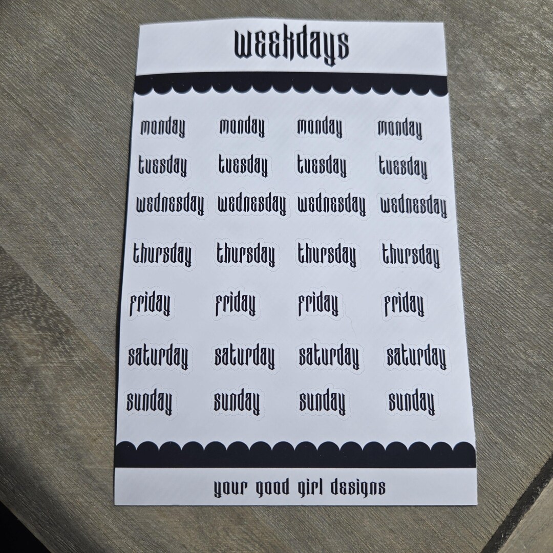 Weekday Matte Stickers - Junk Journaling Stickers - Etsy