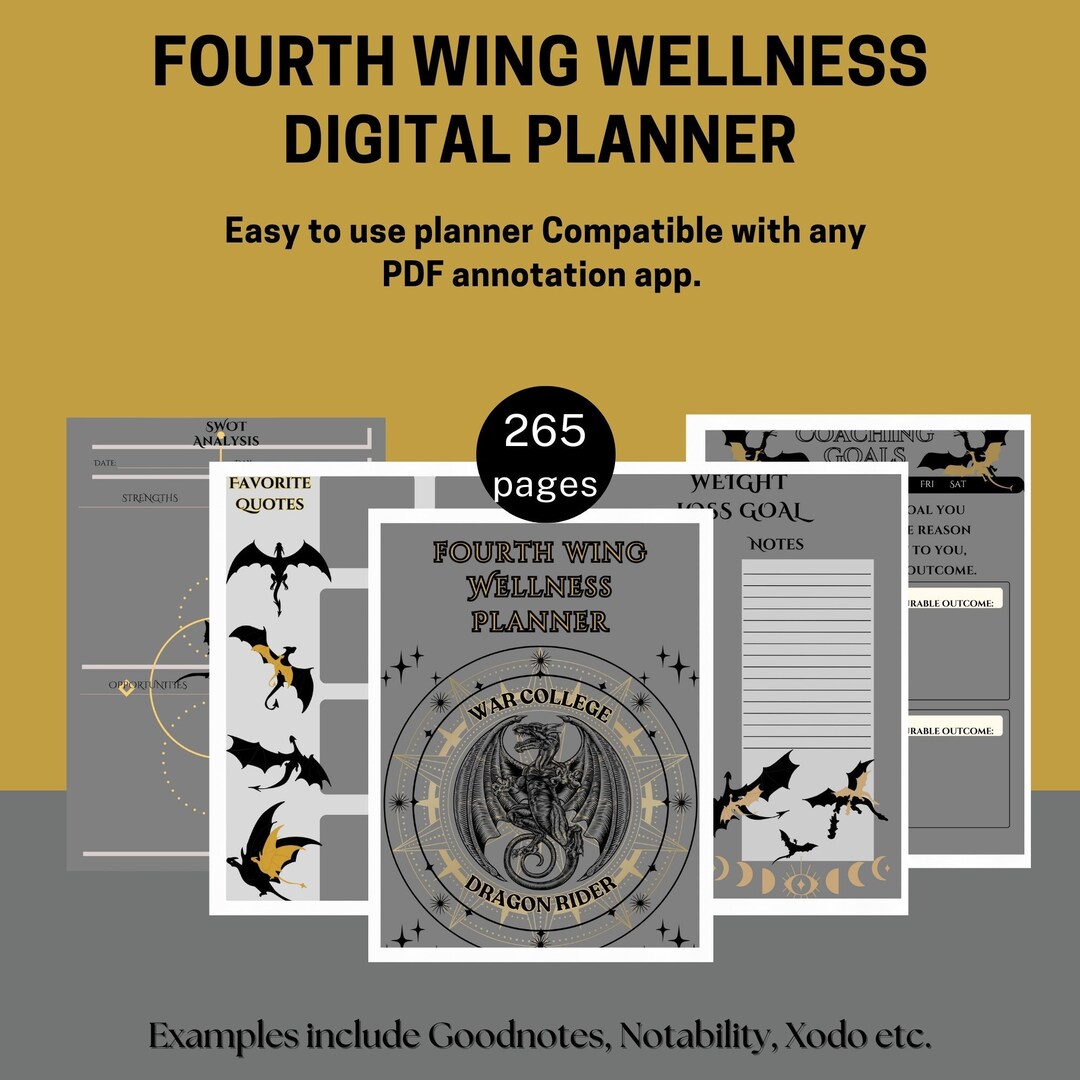 Fourth Wing Digital Planner/wellness/war College/basgiath/dragon Riders ...