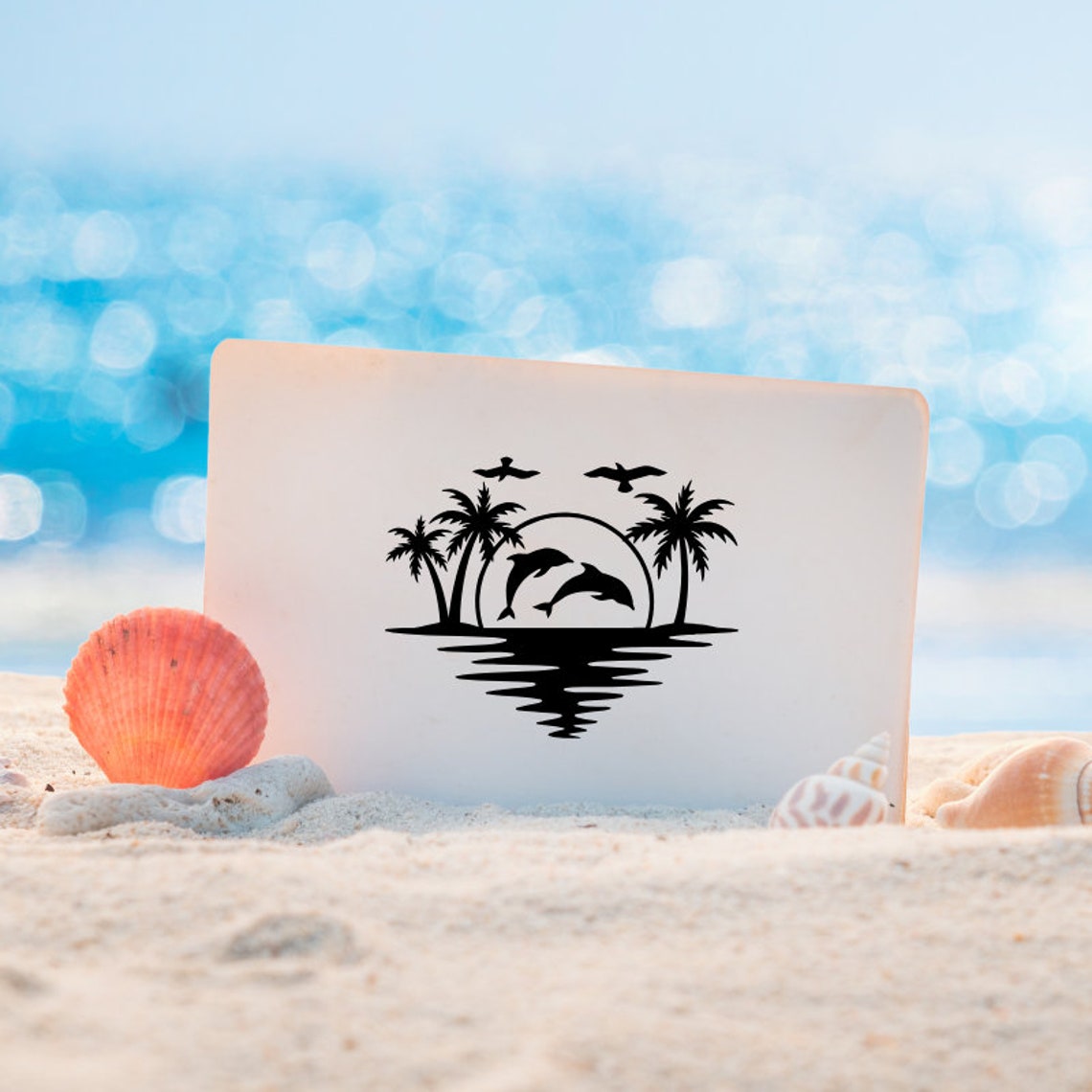 Sunset Beach Scene, SVG PNG Files for Cutting Machines, Digital Clipart ...