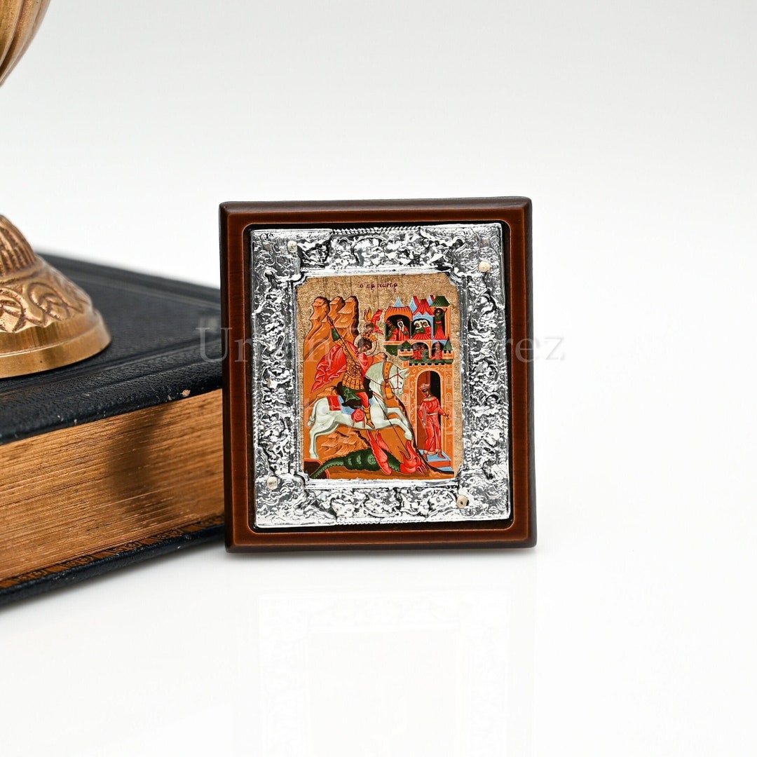 Saint George Small Icon, Religious Work of Art, Orthodox Icon, Home ...
