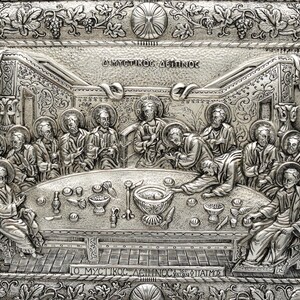 Last Supper Wall Icon in 3D Silver Relif • Religious New Home Gift ...