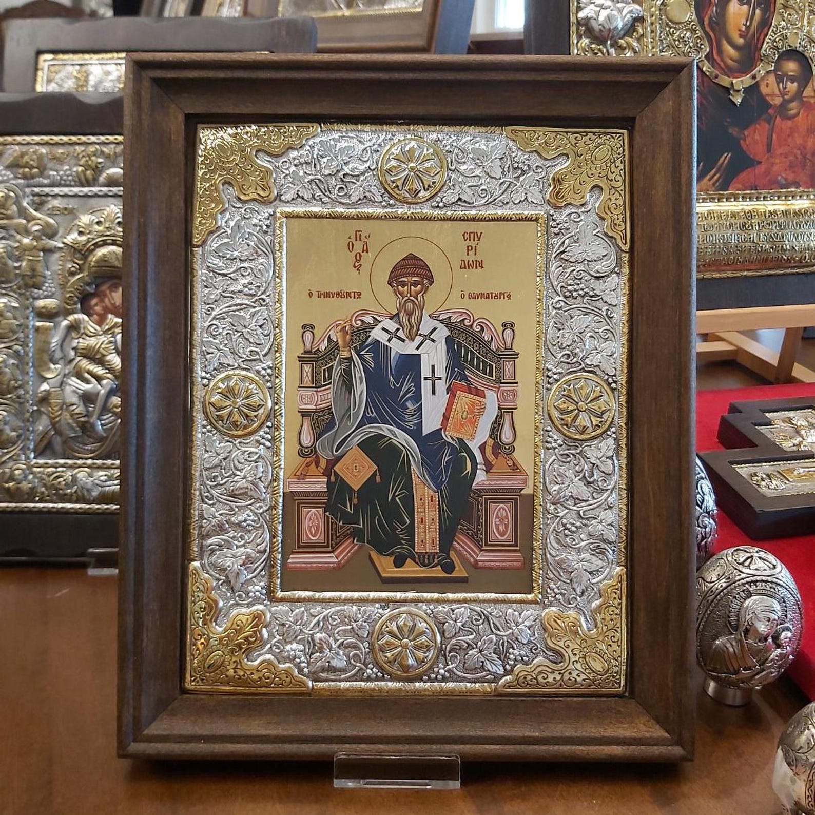 Our Lord Jesus Orthodox Icon, Silver Frame Altar Iconostasis ...