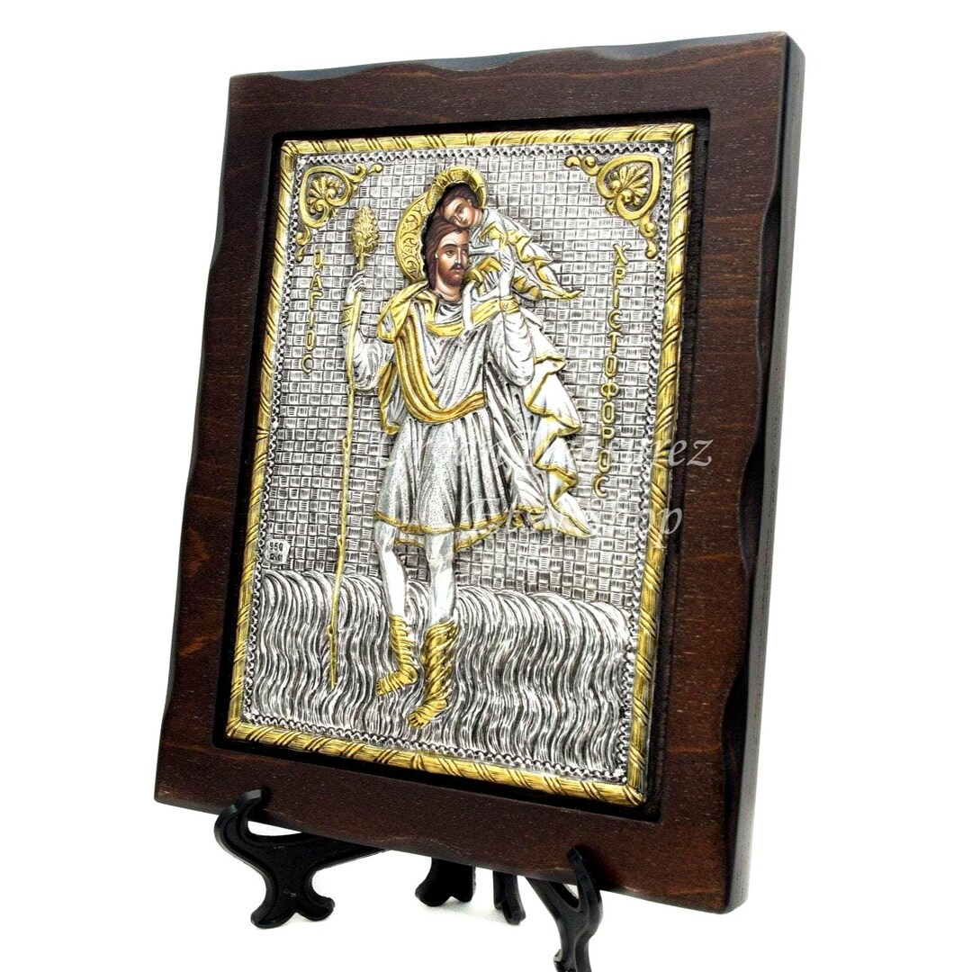 Saint Christopher Icon With Baby Jesus, Saint of Travelers, 10x8 ...