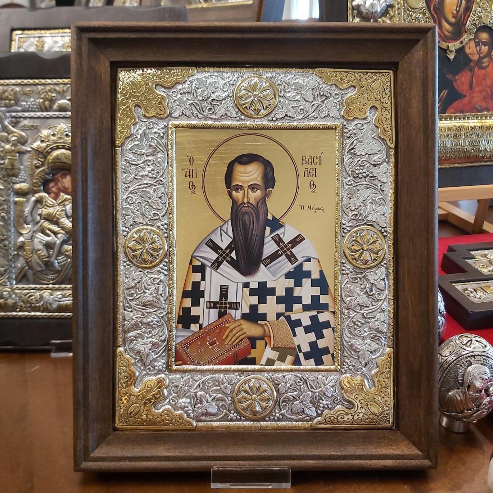 Our Lord Jesus Orthodox Icon, Silver Frame Altar Iconostasis ...