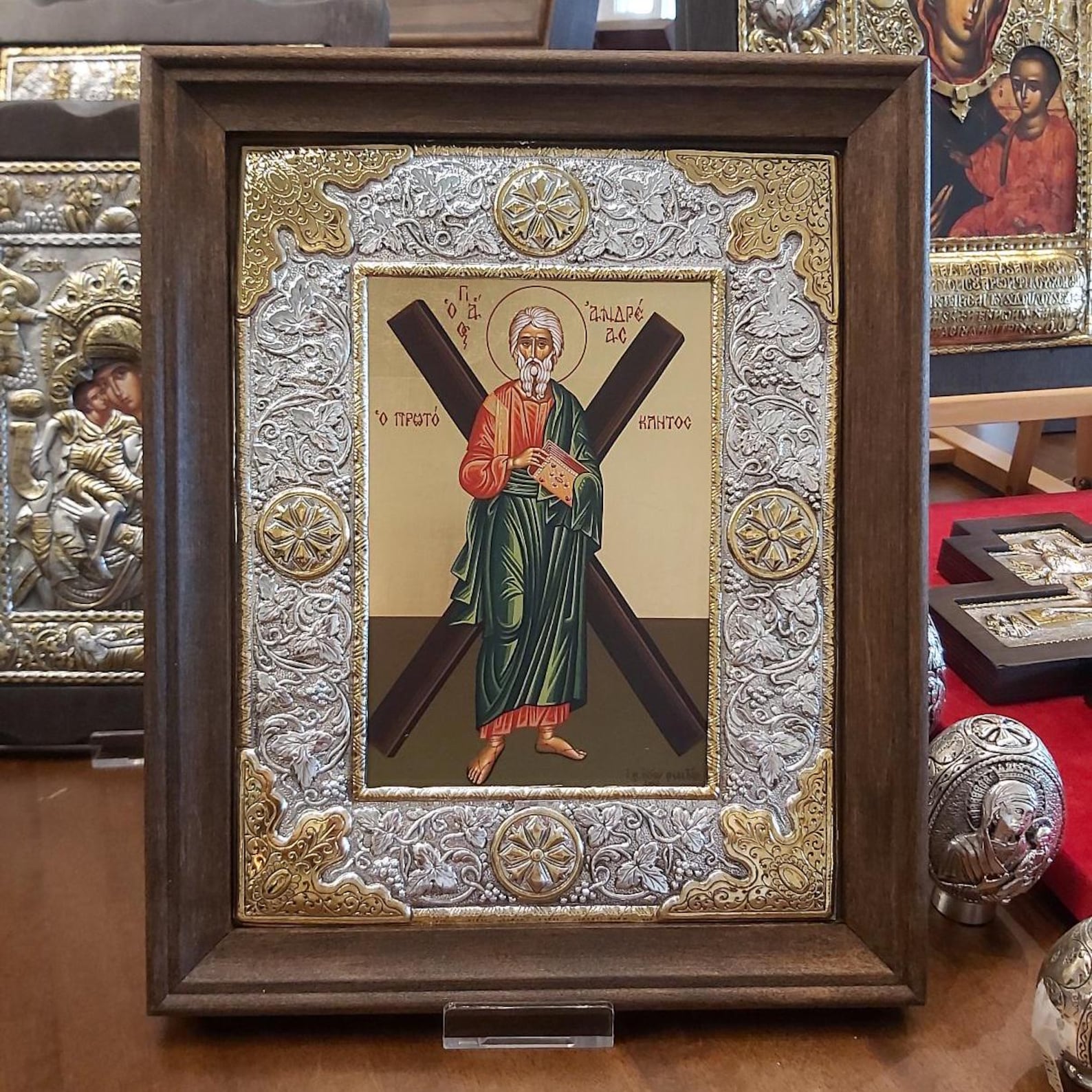 Our Lord Jesus Orthodox Icon, Silver Frame Altar Iconostasis ...