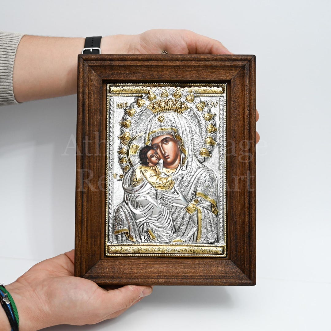 Orthodox Home Icon, Greek Byzantine Silver Icon & Gold Wood Frame ...