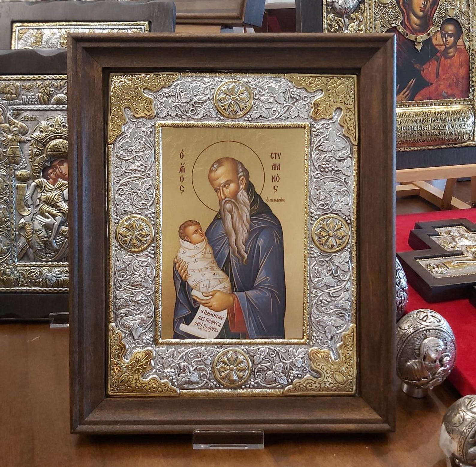 Our Lord Jesus Orthodox Icon, Silver Frame Altar Iconostasis ...