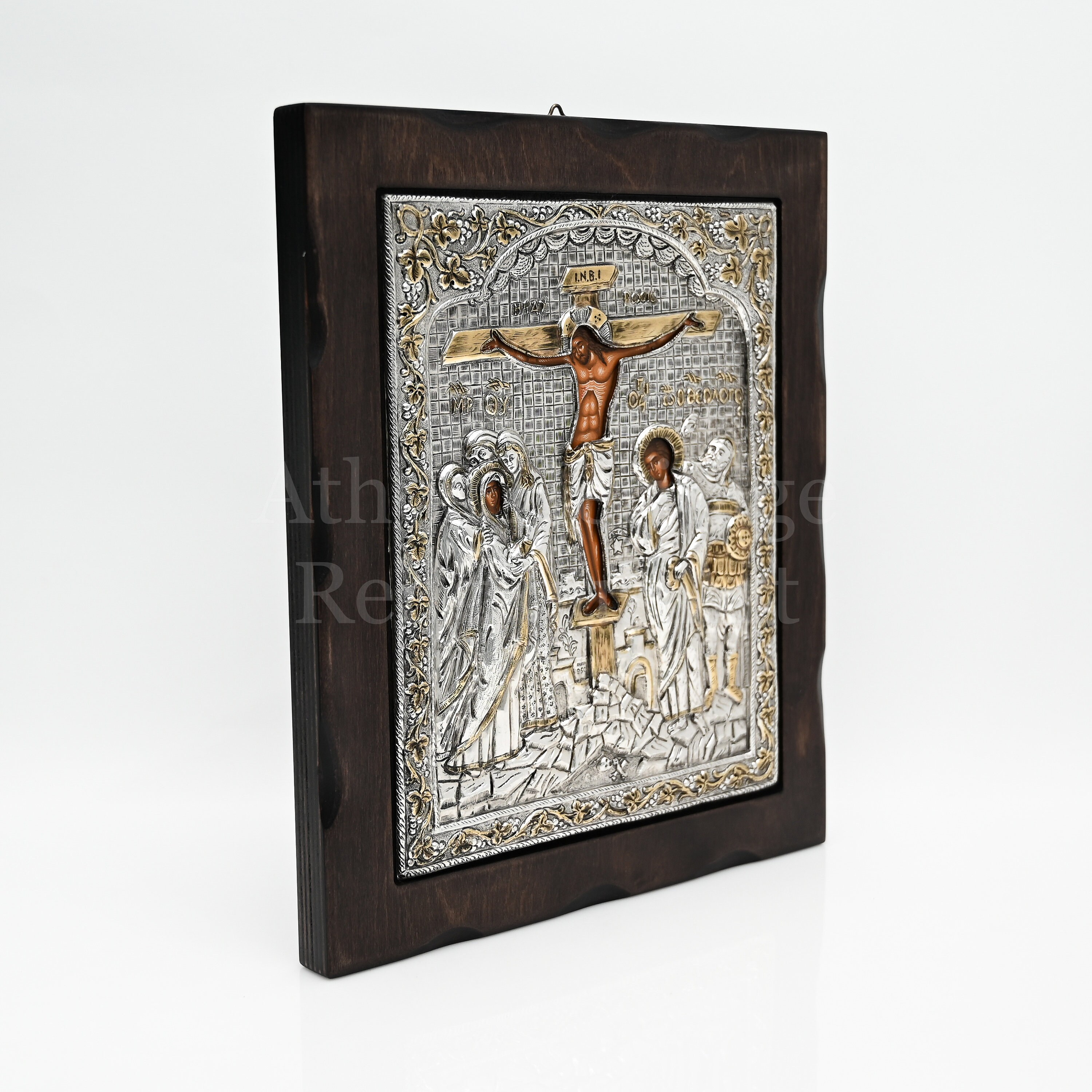Jesus Cross Icon Silver Sculptural Wall Hang· Orthodox Gift ...
