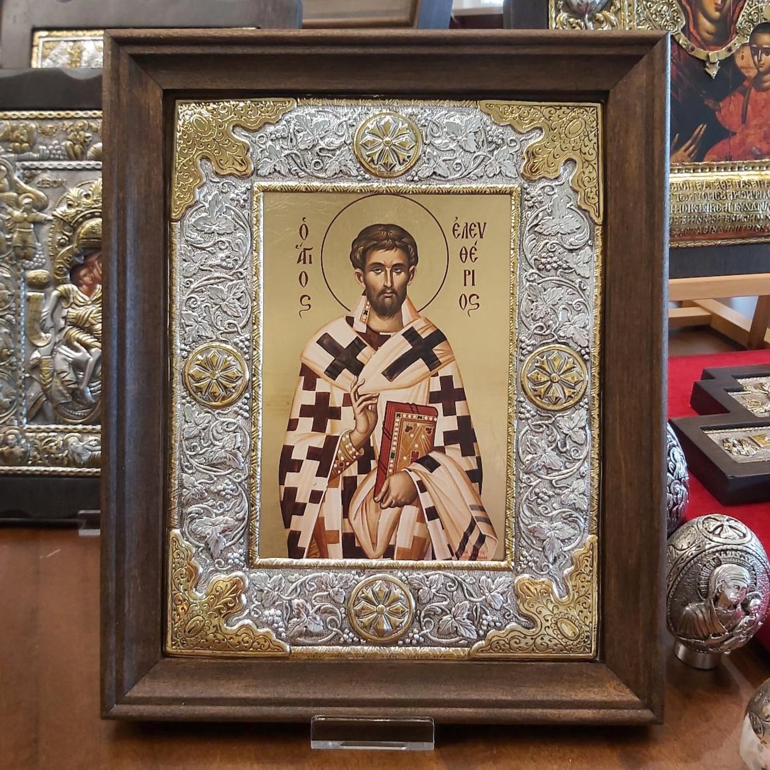 Our Lord Jesus Orthodox Icon, Silver Frame Altar Iconostasis ...