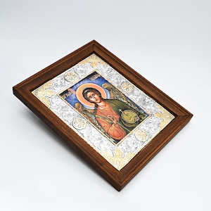 Archangel Michael Icon Religious Orthodox Wall Art Frame, Greek Silver ...