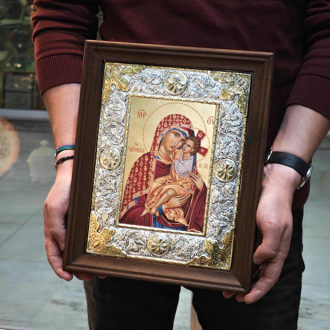 Healer Virgin Mary Icon Giatrissa, Devotional Art Gift, Religious Home ...
