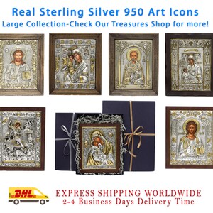 Christ Pantocrator Icon With Gemstones, Sterling Silver & Gold ...