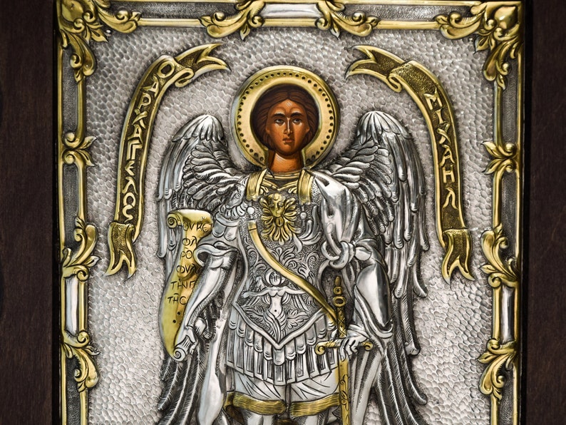 Guardian Angel Michael Icon, Sterling Silver 950 Art Christian Faith ...