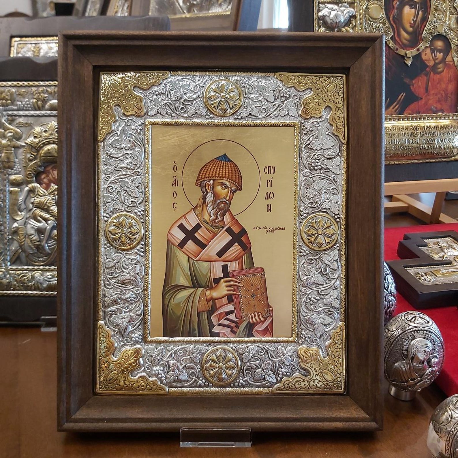 Our Lord Jesus Orthodox Icon, Silver Frame Altar Iconostasis ...