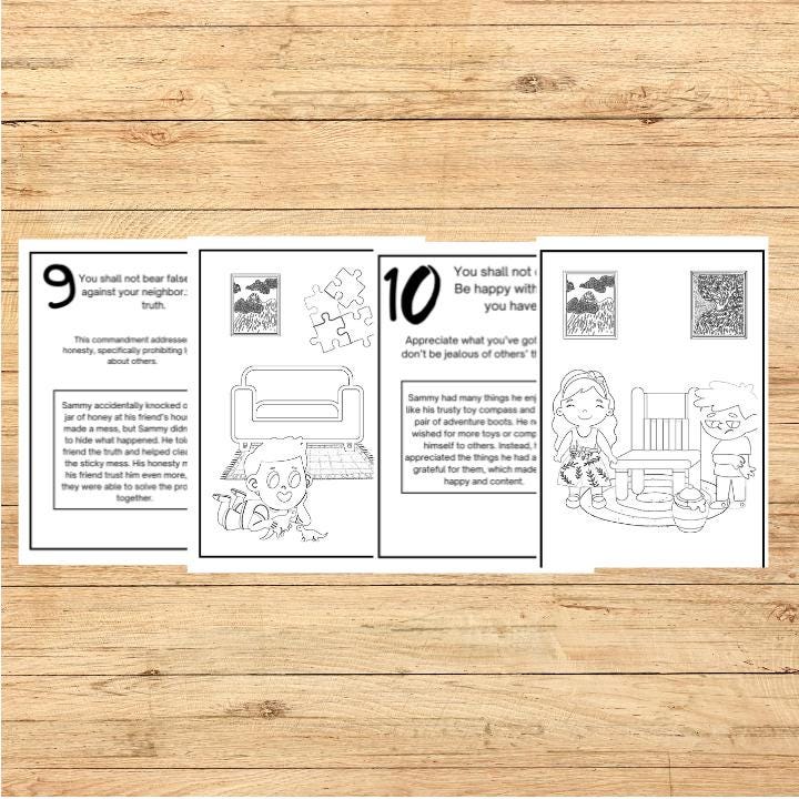 10 Commandments Print for Kids Bible Coloring Pages Story Book ...