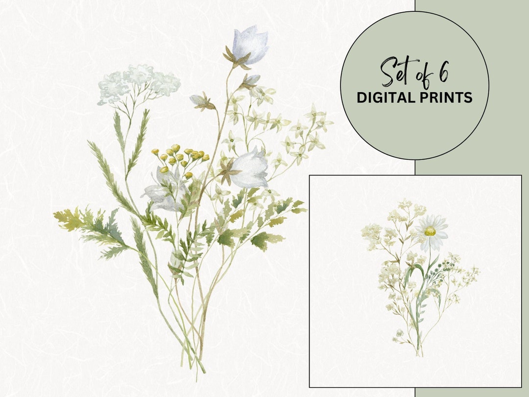 Wildflower Watercolor Wall Art Instant Download Flower Print for ...