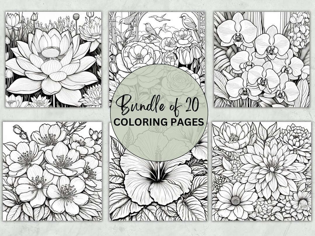 Coloring Page With Flower Colouring Page for Adult Color Sheet Digital ...