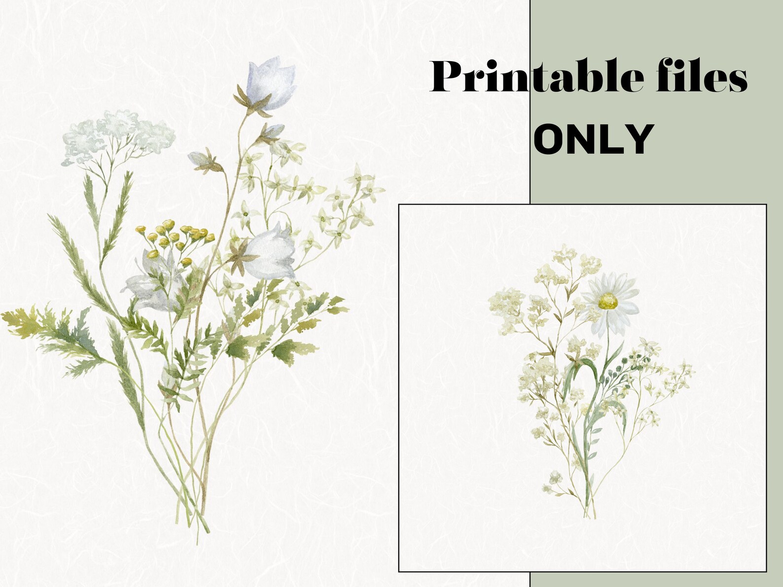 Wildflower Watercolor Wall Art Instant Download Flower Print for ...