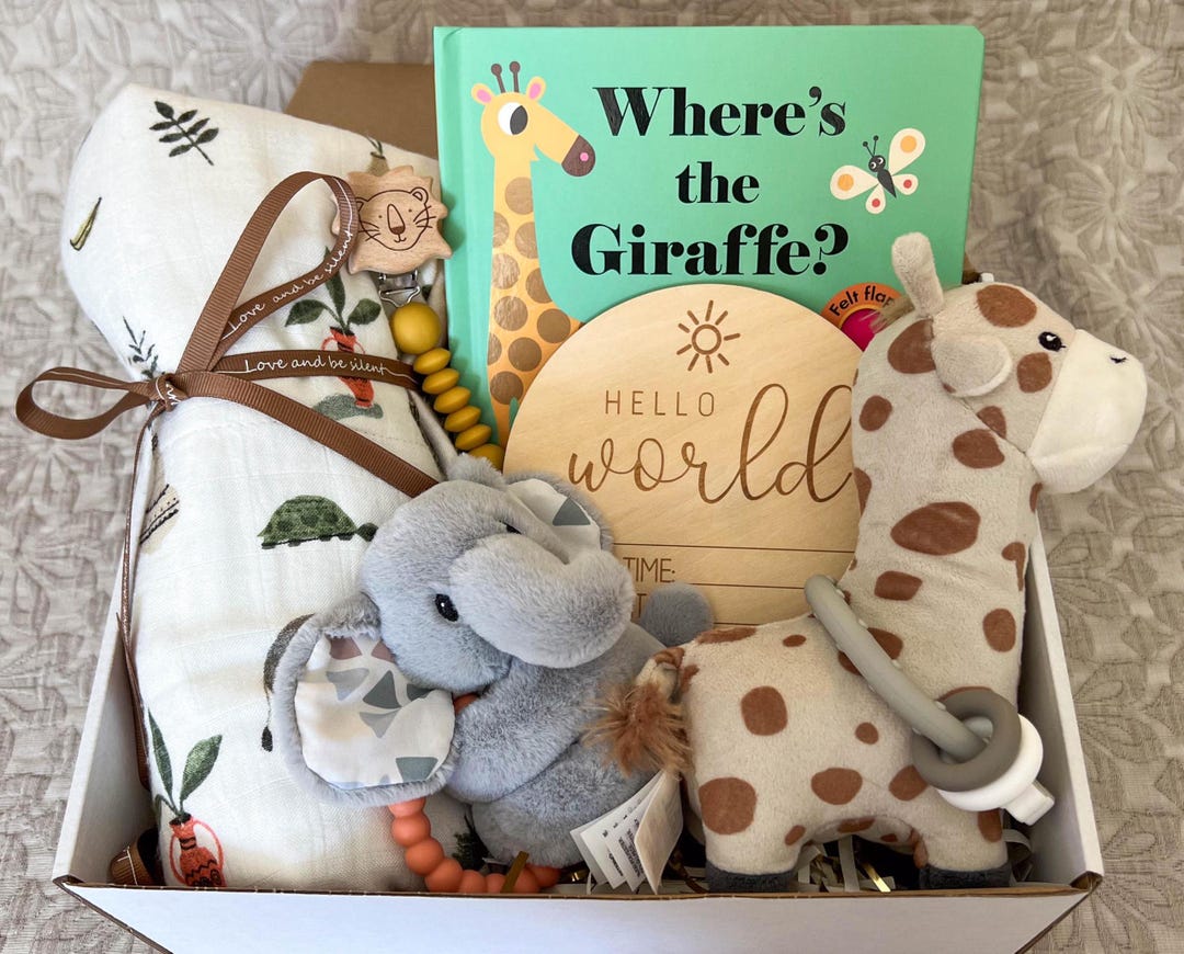 Safari Animal Theme Gift Box for Babies & Toddlers - for Baby Showers ...