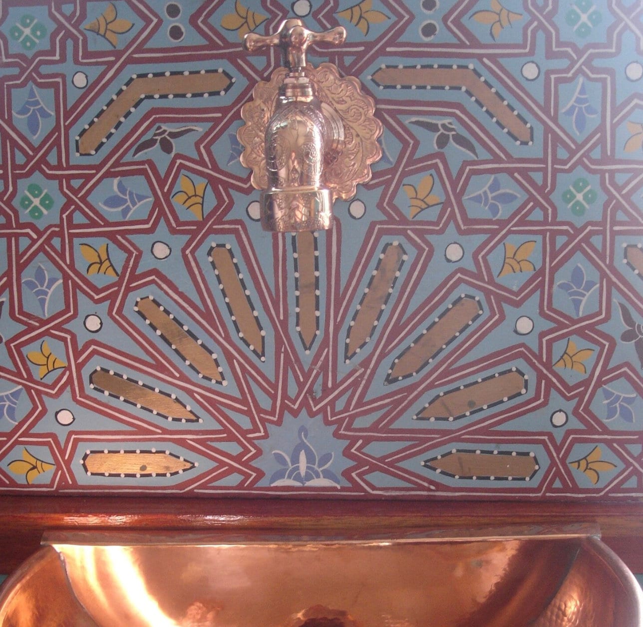 Moroccan COPPER Colour Hand ENGRAVED Chunky Wash Basin Faucet Wall ...