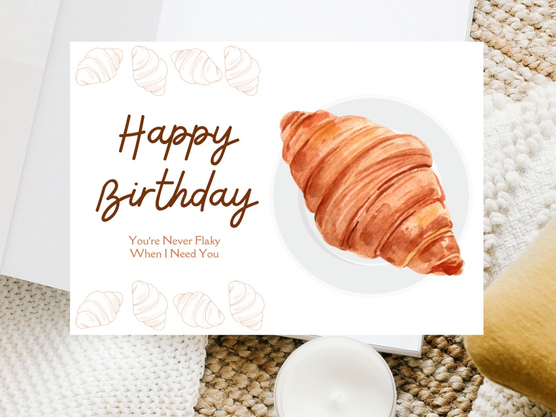 Happy Birthday Card Croissant - Etsy