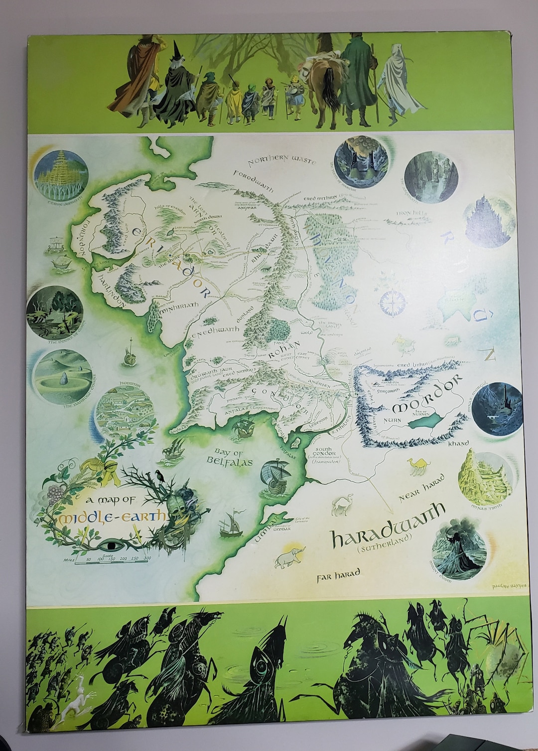 1970 Pauline Baynes Map of Middle Earth Poster, J.R.R. Tolkien, Lord of ...