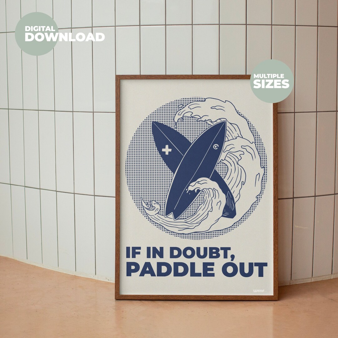 Retro Surf Poster Vintage Surf Decor Paddle Surf Poster Digital Surf ...