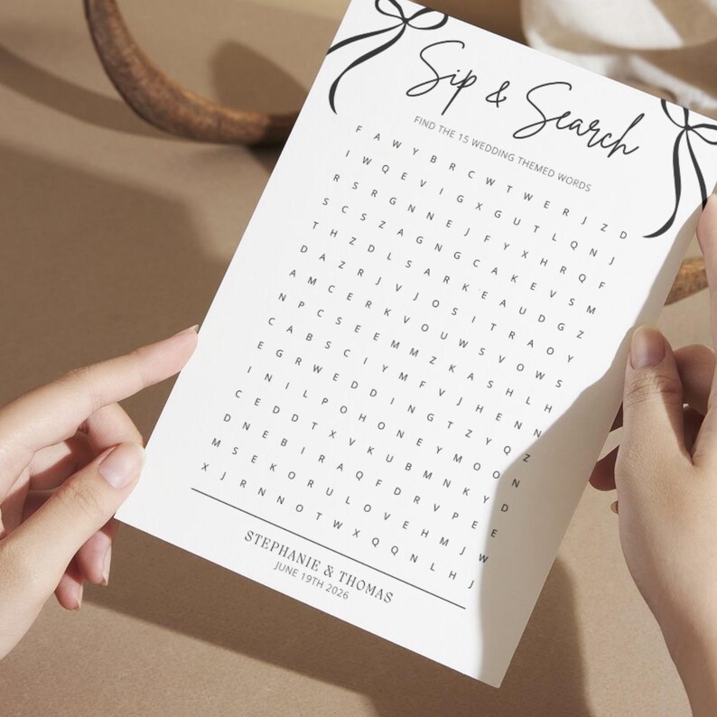 Classy Wedding Word Search – Sip and Search Canva Template ...