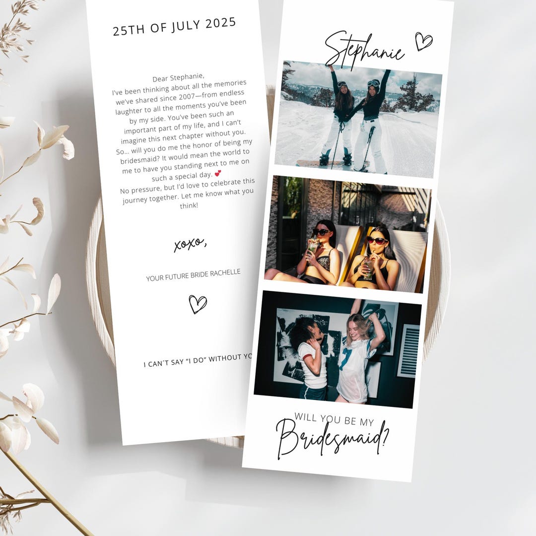 Bridesmaid Photo Strip Proposal Card Template, Personal Will You Be My Maid of Honor Picture ...