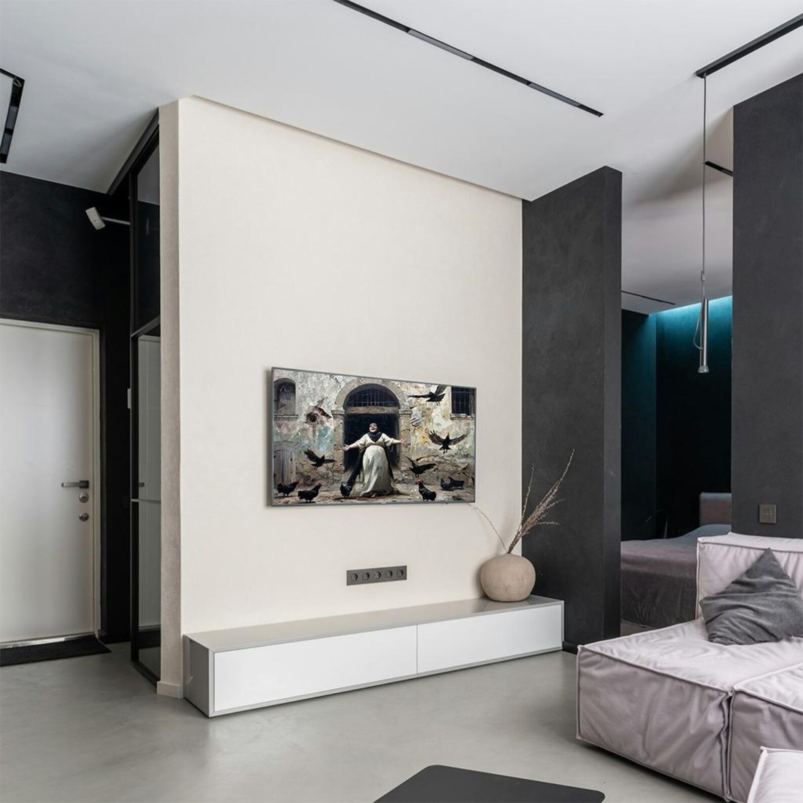 Samsung Frame TV Art Dramatic Portrait Farmer With Chickens Rustic ...