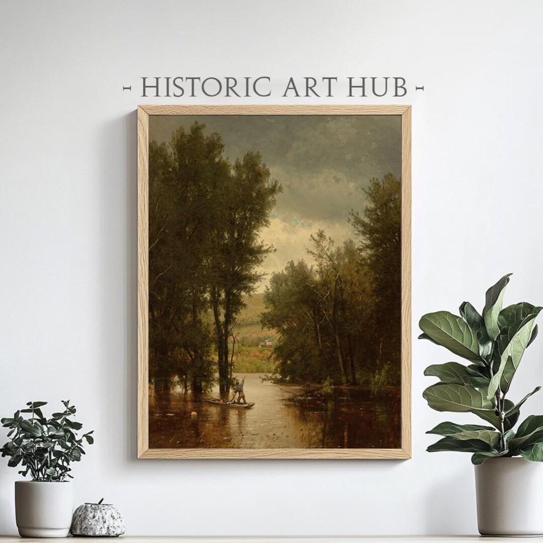 Pastoral River Scene Fine Art Print Vintage Countryside Poster Rustic ...