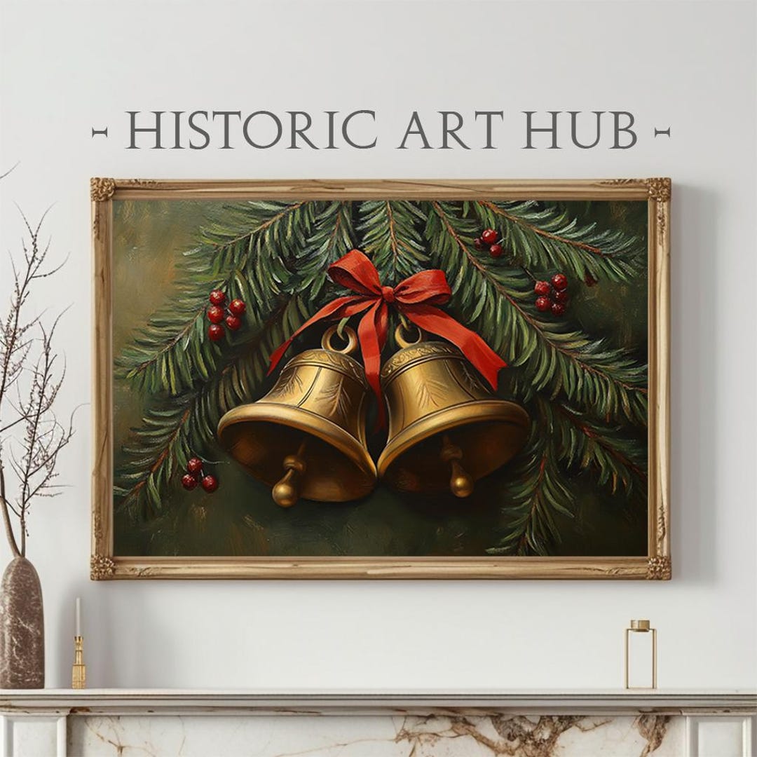 Christmas Jingle Bells Printable Wall Art Brass Bells Vintage Print ...