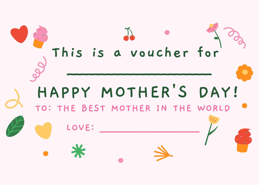 Mother’s Day Card, Mother’s Day Instant Download, Mother Figure Voucher ...