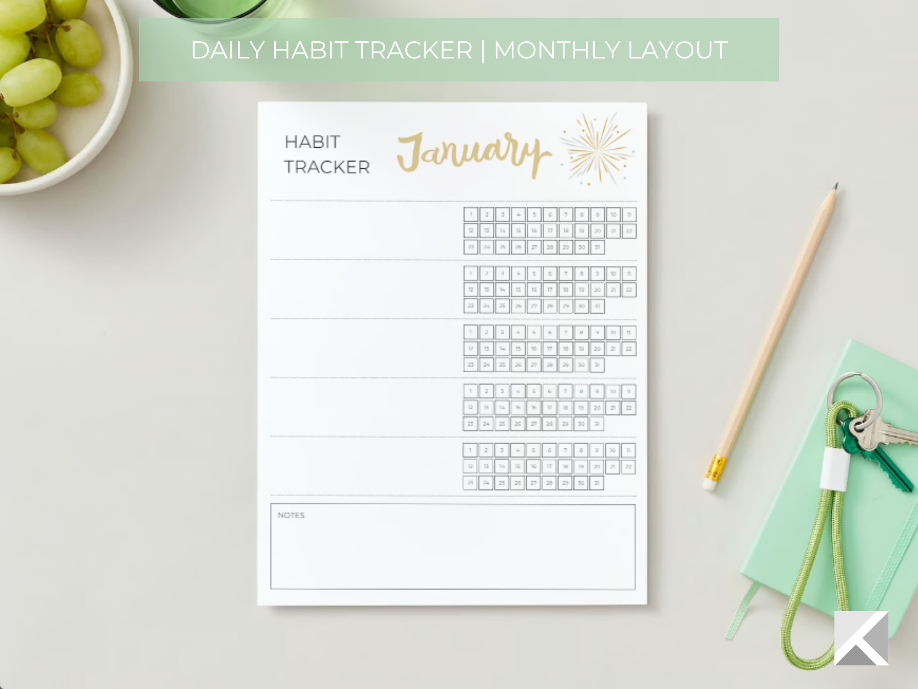 Daily Habit Tracker | Editable Canva Template | Customizable | Instant ...